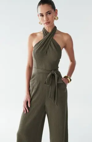 BWLDR Amber Halter Neck Wide Leg Jumpsuit