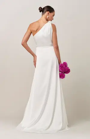 SAVEL Chiari Gown Asymmetrical Neckline, Maxi Length