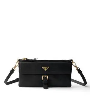 Prada Nappa Leather Wallet With Shoulder Strap - Black