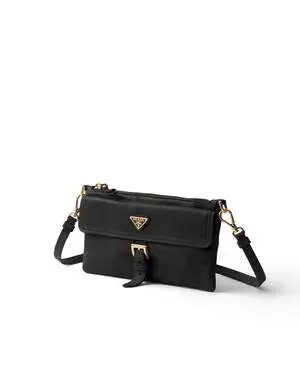 Prada Nappa Leather Wallet With Shoulder Strap - Black