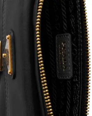 Prada Nappa Leather Wallet With Shoulder Strap - Black