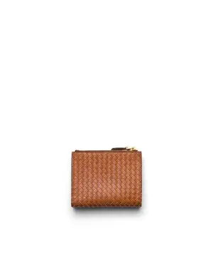 Prada Small Woven Madras Leather Wallet