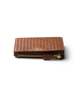 Prada Small Woven Madras Leather Wallet
