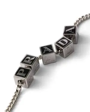 Prada Metal Lettering Logo Necklace
