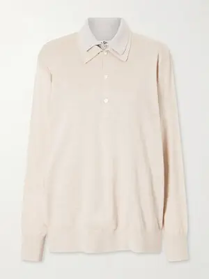 Acne Studios Layered Silk-blend Polo Sweater - Neutrals