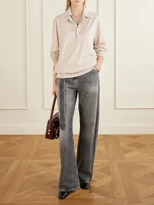 Acne Studios Layered Silk-blend Polo Sweater - Neutrals