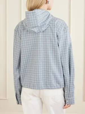 Acne Studios Checked Cotton Jacket With Logo Embroidery And Hood