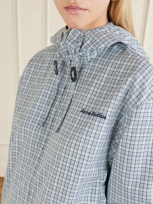 Acne Studios Checked Cotton Jacket With Logo Embroidery And Hood