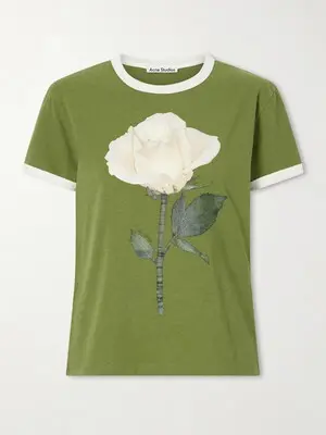 Acne Studios Etza Printed Cotton And Hemp-blend T-shirt - Green