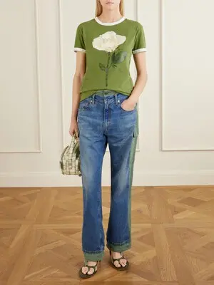Acne Studios Etza Printed Cotton And Hemp-blend T-shirt - Green