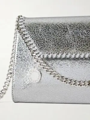 Stella McCartney Falabella Crinkled Metallic Chain Wallet - Silver