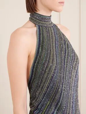 Missoni Halterneck Turtleneck Mini Dress With Metallic Stripes - Multi