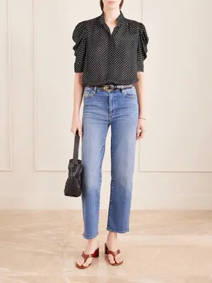 FRAME Gillian Polka-dot Silk-voile Blouse