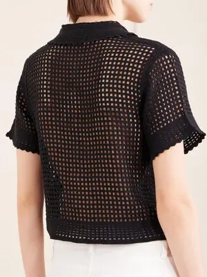 FRAME Crochet Cotton-blend Shirt With Scalloped Trim