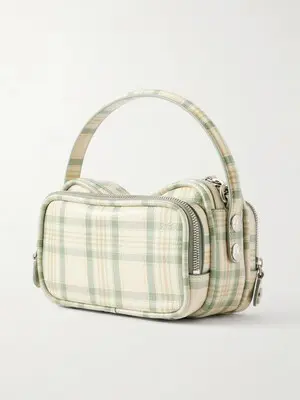 Acne Studios Checked Embellished Leather Shoulder Bag - Neutrals