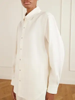GOD’S TRUE CASHMERE God's True Cashmere Silver Solid Linen Shirt