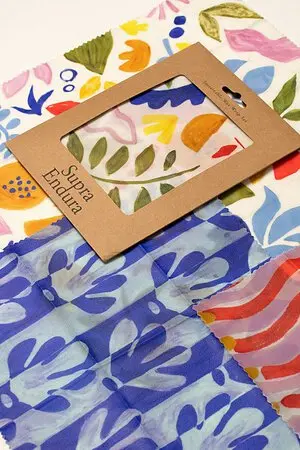 SUPRA ENDURA Poppy Garden Print Beeswax Wrap 3 Pack
