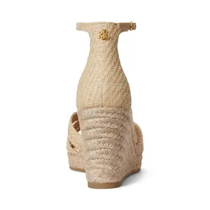 Ralph Lauren Nellie Raffia Wedge Espadrille Sandals - Natural