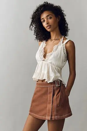 PILCRO Belted Wrap Skort