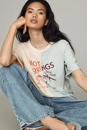 PILCRO Spliced Graphic T-shirt - Blue Pattern