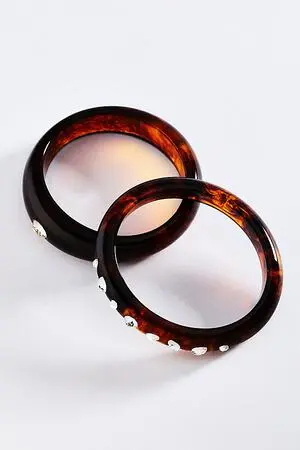 ANTHROPOLOGIE Tortoise Encrusted Bangles - Set Of 2