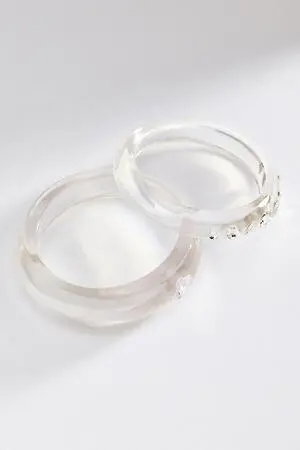Anthropologie Tortoise Encrusted Bangles Set Of 2 - Clear