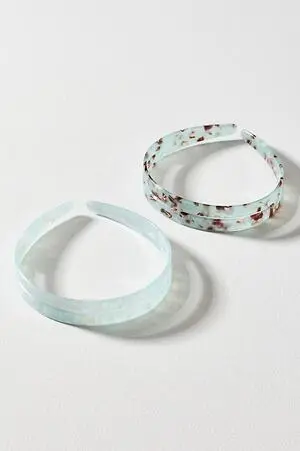 Anthropologie Wide Resin Headbands Set Of 2 - Mint