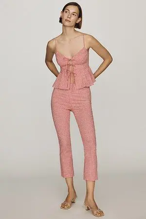 Astr The Label Alma Pants Gingham Checkered Trousers - Red Gingham