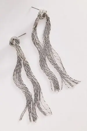 Anthropologie Chain Fringe Drop Earrings - Silver