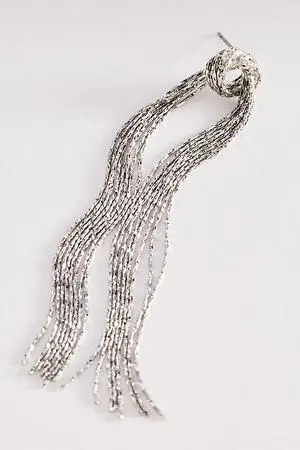 Anthropologie Chain Fringe Drop Earrings - Silver