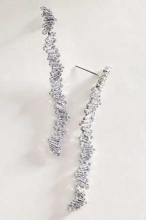 Anthropologie Rawbar Mixed Crystal Drop Earrings - Clear