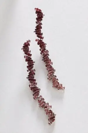 Anthropologie Rawbar Mixed Crystal Drop Earrings - Pink