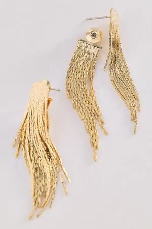 Anthropologie Metal Fringe Drop Earrings - Gold