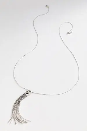 Anthropologie Fringe Pendant Necklace - Silver