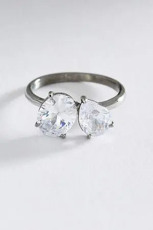 Anthropologie By Anthropologie Toi Et Moi Crystal Ring Silver