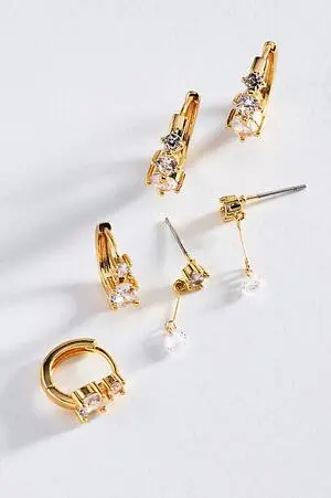 Anthropologie Set Of 3 Stacking Earrings - Clear