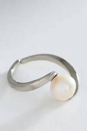 Anthropologie By Anthropologie Delicate Pearl Ring Silver