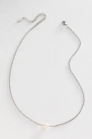 Anthropologie Delicate Pearl Pendant Necklace - Silver