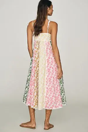 English Factory Colorblock Floral Midi Dress