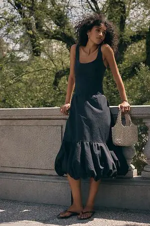 Maeve Drop-waist Midi Dress - Black