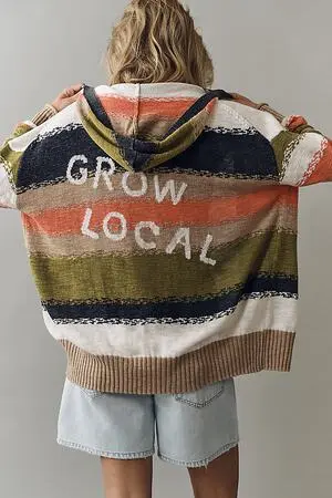 PILCRO Striped Hooded Cardigan