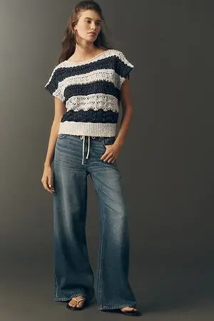 PILCRO Open Stitch Muscle Sweater