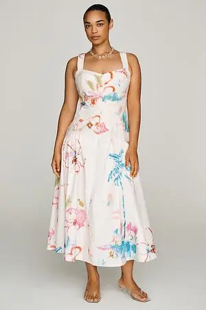 PILCRO Drop Waist Midi Dress