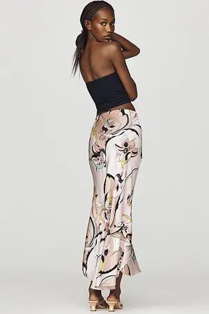 Maeve Bias Cut Satin Midi Skirt