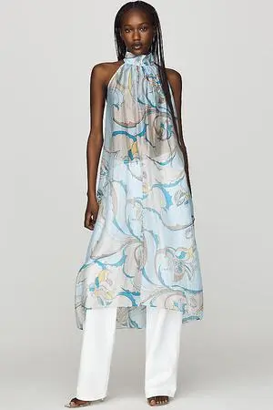 Maeve High-neck Sheer Printed Top