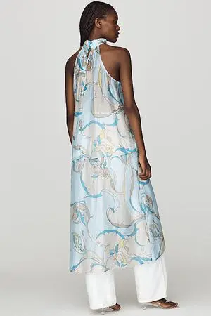 Maeve High-neck Sheer Printed Top