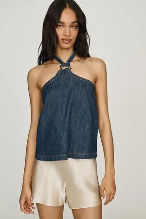 PILCRO Denim Halter Top