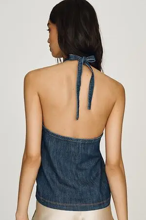 PILCRO Denim Halter Top