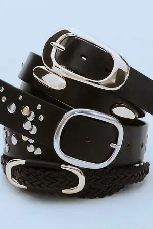 Anthropologie Cluster Studded Leather Belt - Black