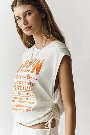 PILCRO Cotton Cinched Muscle T-shirt